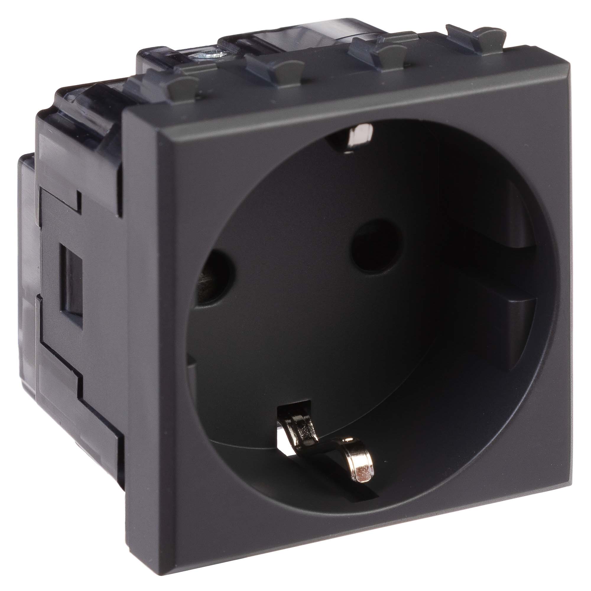 Розетка модульная, 2P+E, с з/ш, Avanti, черный матовый, 2 модуля ДКС|DKC: подробные ...