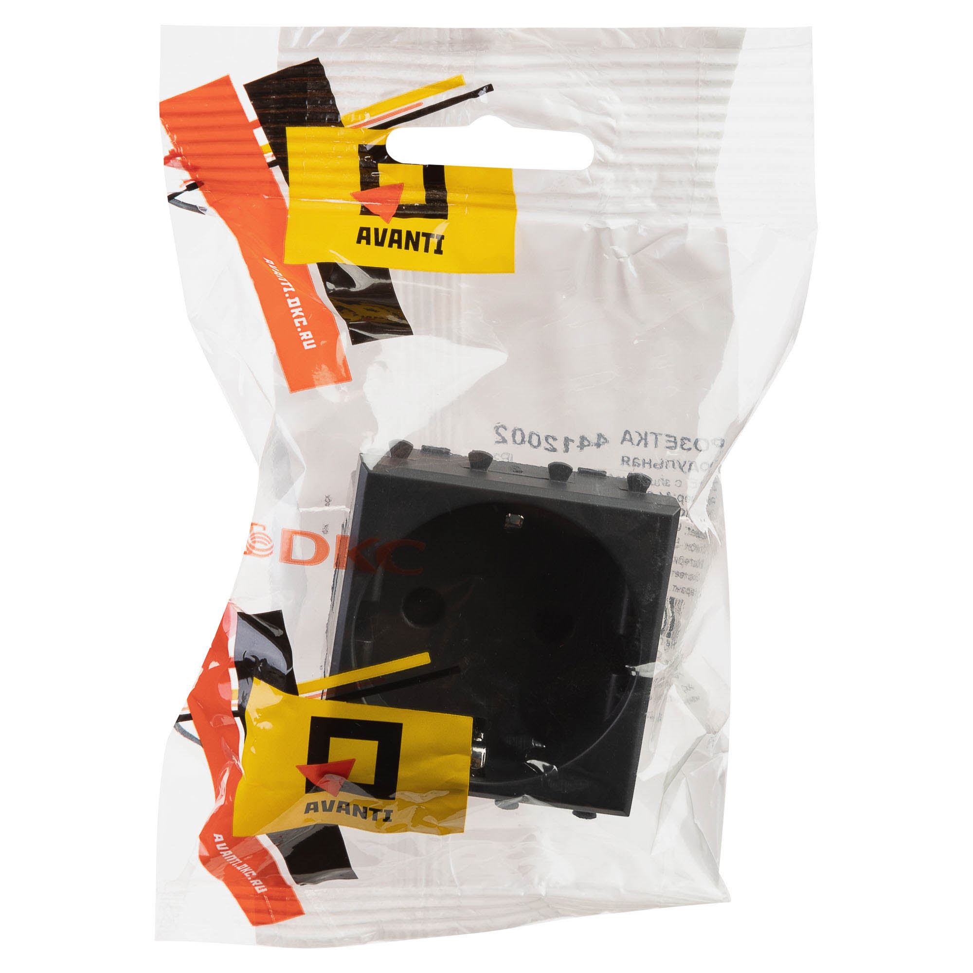 Розетка модульная, 2P+E, с з/ш, Avanti, черный матовый, 2 модуля ДКС|DKC: подробные ...