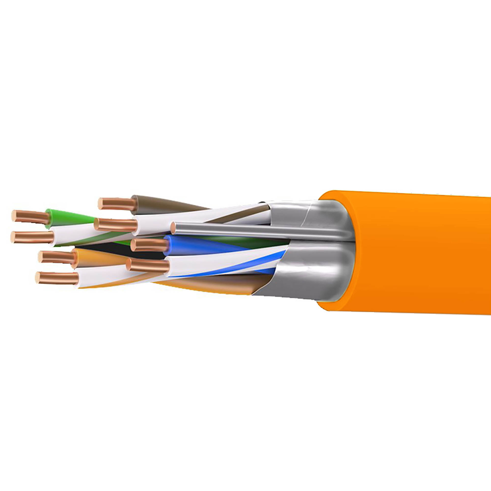 Кабель витая пара кат. 5E экранированный F/UTP, 4 пары, нг(А)-HF, цветвнешней оболочки оранжевый ...