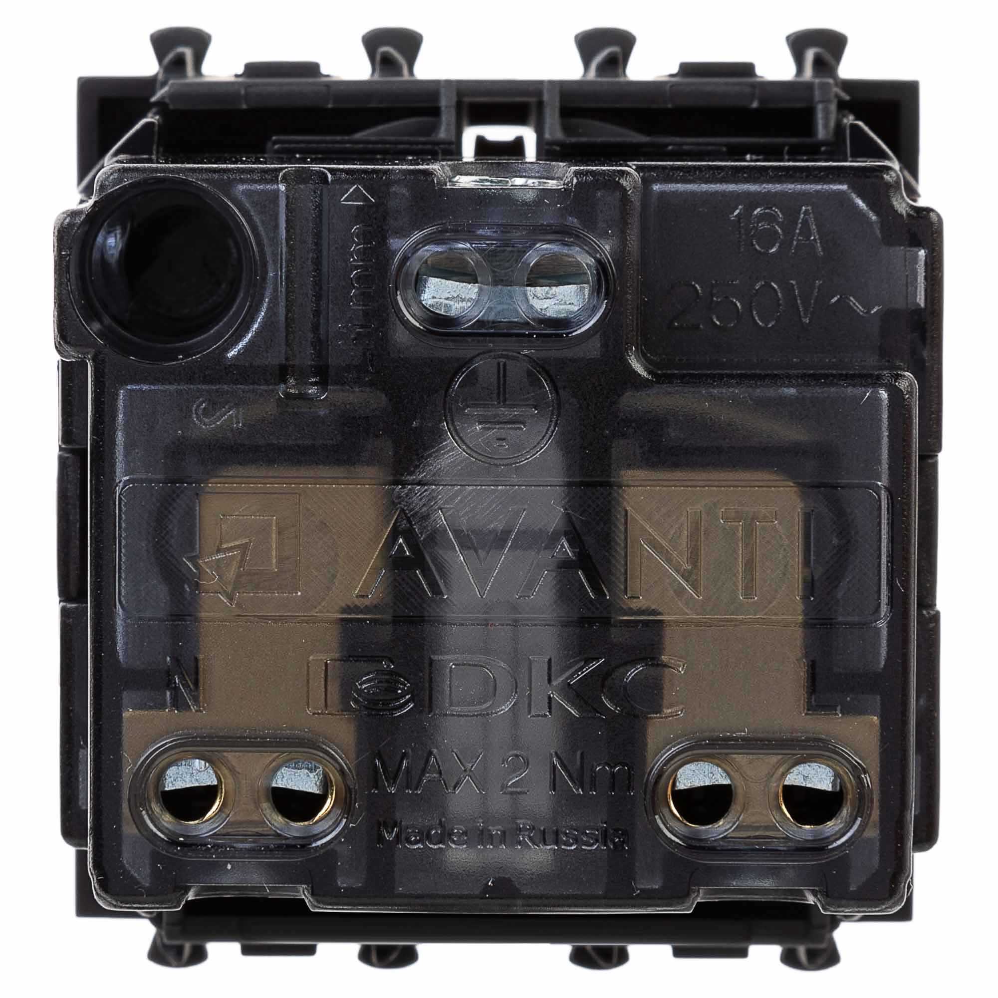 Розетка модульная, 2P+E, с з/ш, Avanti, черный матовый, 2 модуля ДКС|DKC: подробные ...